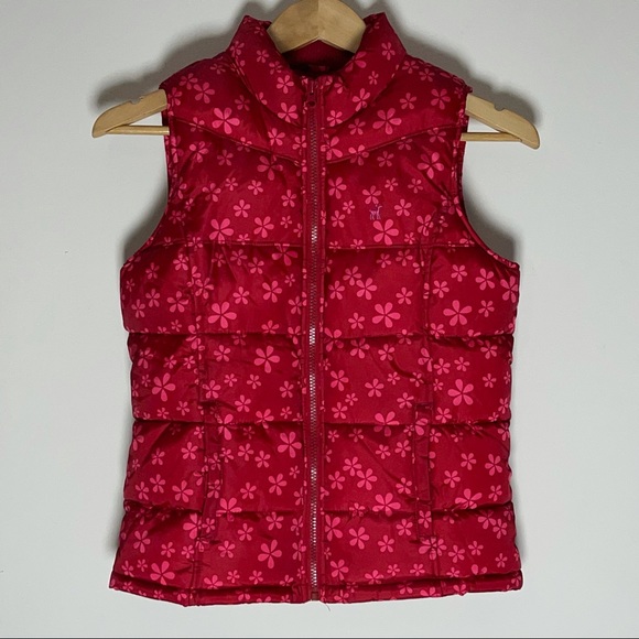 Jackets & Coats | 5 For 25 Old Navy Red And Pink Floral Puffer Vest | Poshmark